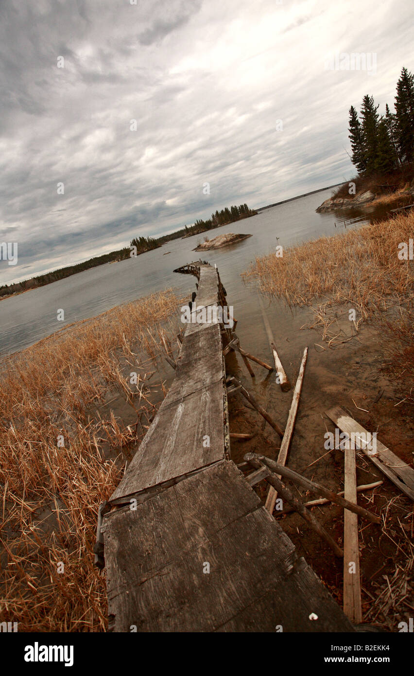 Dilapidated dock on Reed Lake in Northern Manitoba Stock Photo - Alamy