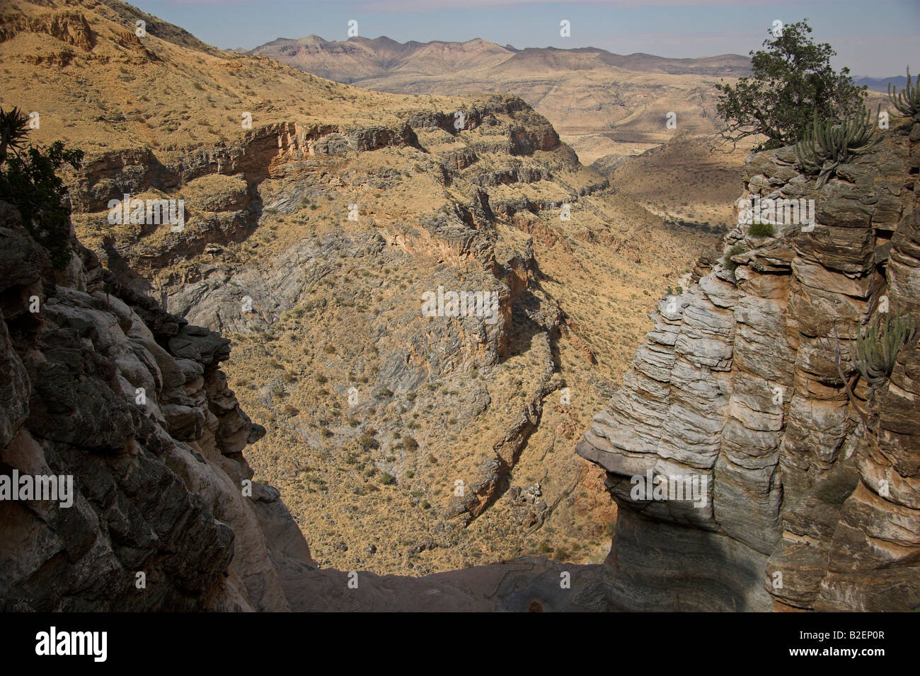 Panoramic landscape showing a vast expanse of undulating arid desert ...