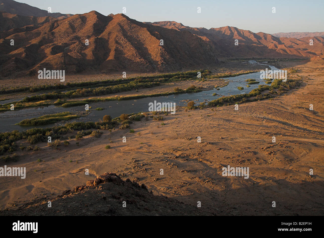 Scenic view of the Orange river with green vegetation Stock Photo - Alamy