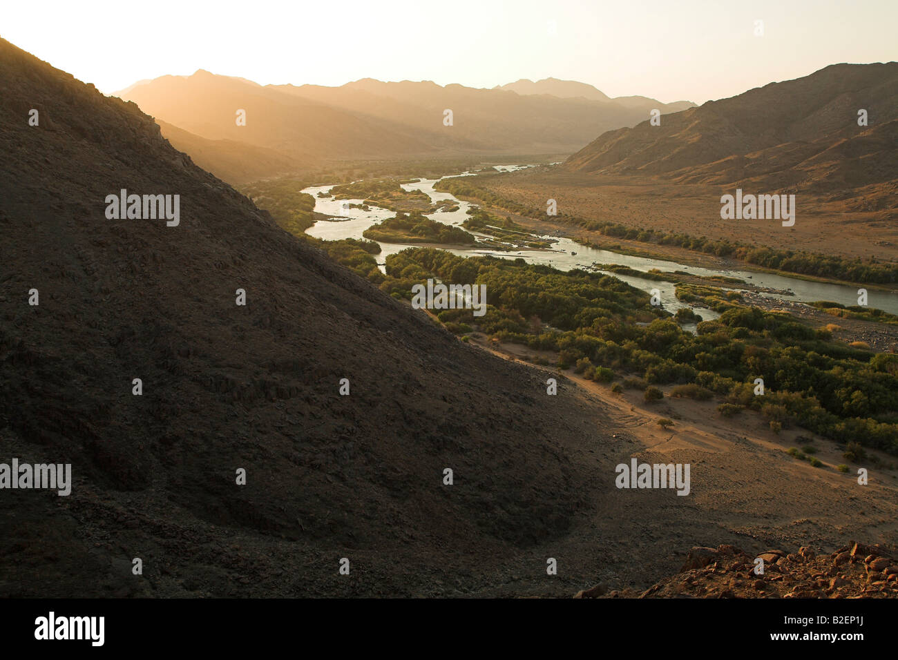 Scenic view of the Orange river with green vegetation Stock Photo - Alamy