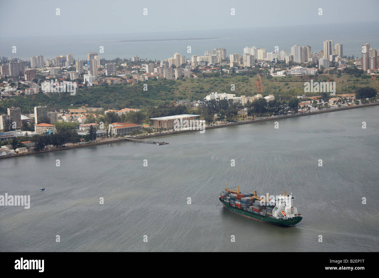 Aerial view of Maputo with a cargo ship on the ocean Stock Photo - Alamy
