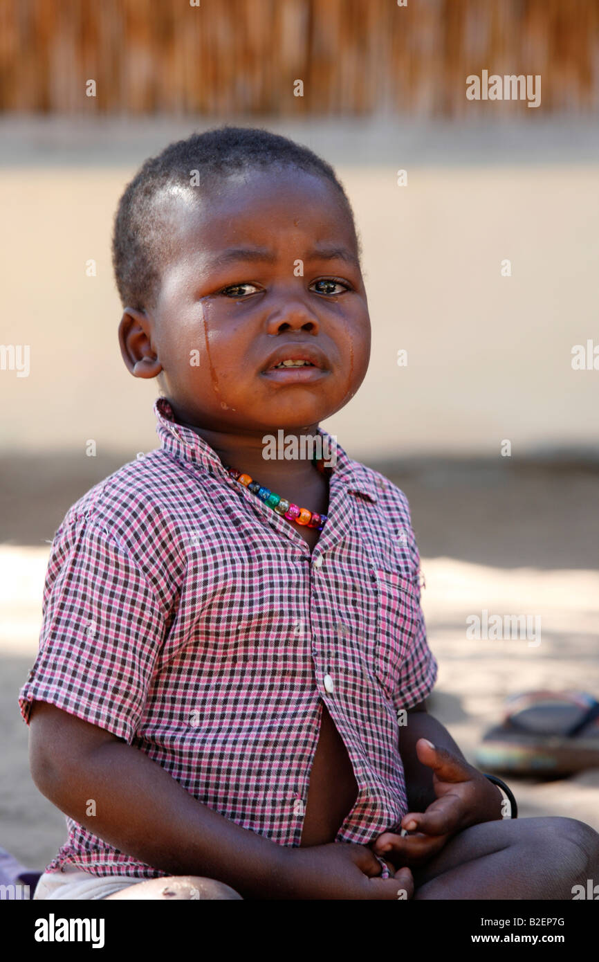 Portrait of a toddler crying with tears running down his cheeks Stock ...