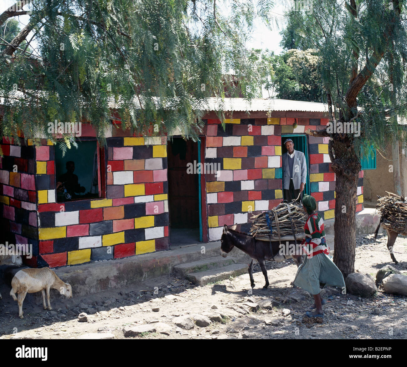 A colourful shop front in a small town between Ziway and Butajira in ...