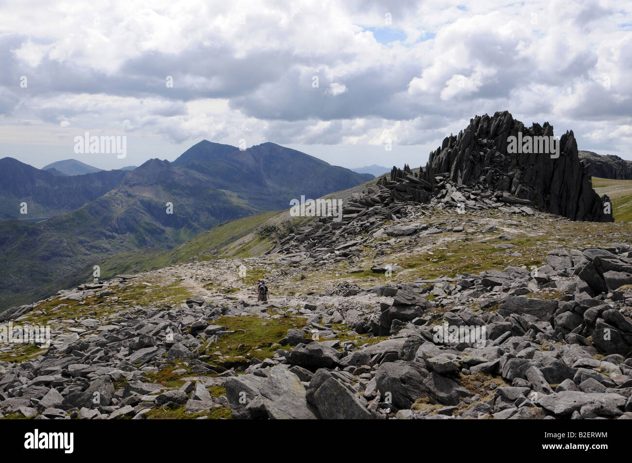 Snowdon and Crib Goch from Glyder Fach, Snowdonia, Wales Stock Photo ...