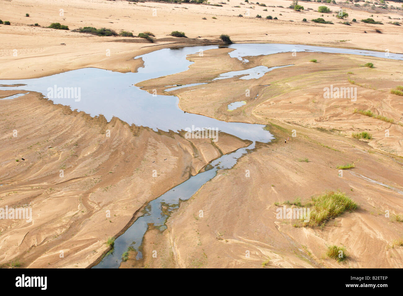 Aerial view of the Save River channel during the low-flow period Stock ...