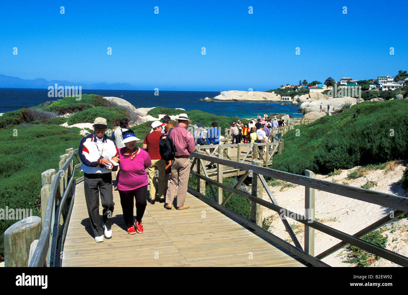 Tourists at Boulders beach board walk Stock Photo - Alamy