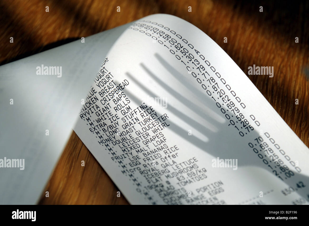 BRITISH SUPERMARKET FOOD BILL WITH SHADOW OF FORK RE RISING SUPERMARKET ...