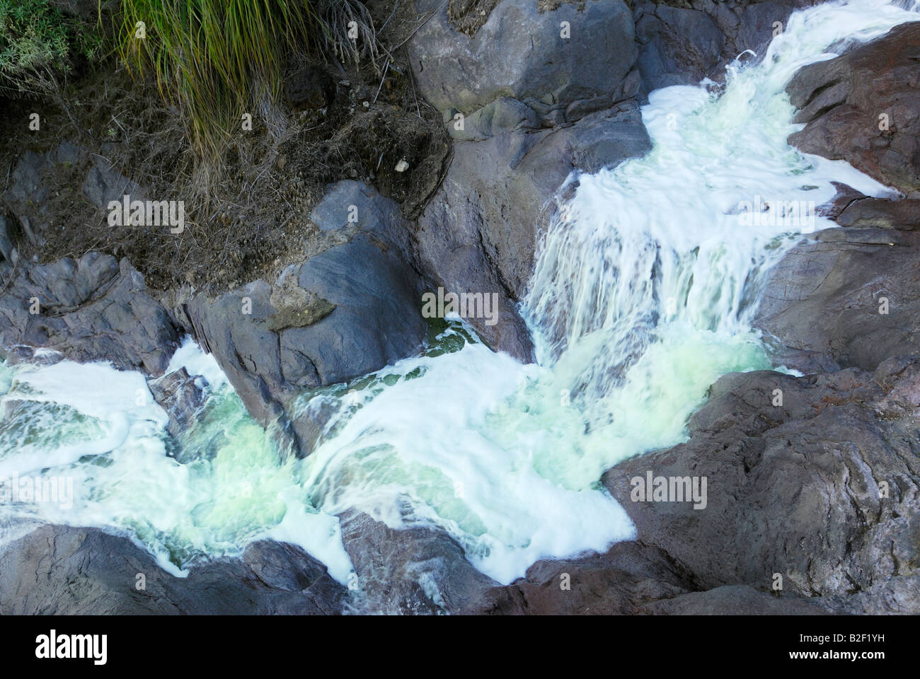 waterfall out of sulphuric acid, Vulcano Kawah Ijen, JAVA, INDONESIA ...