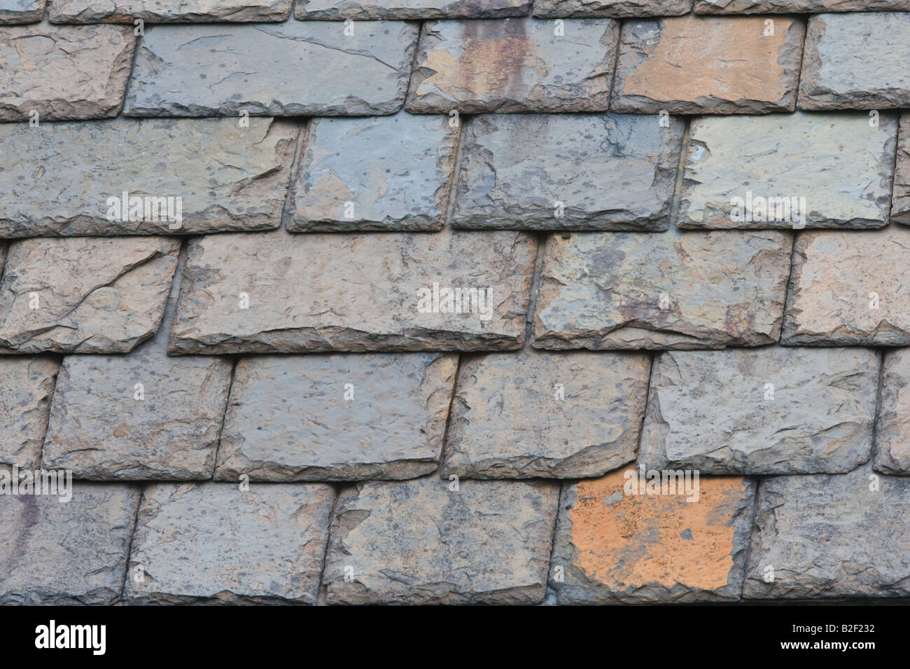 Roof from the local stone flags detail Fair Isle Shetland Islands ...