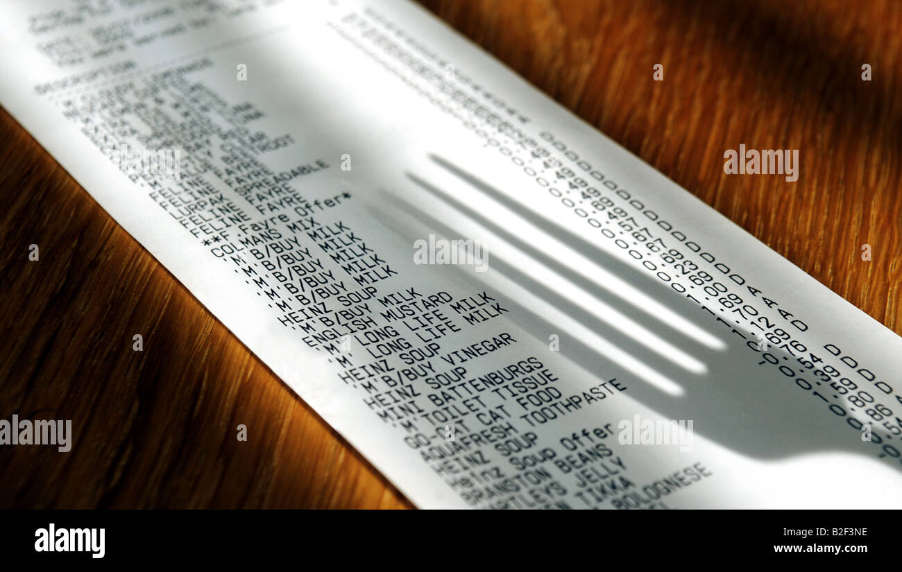 BRITISH SUPERMARKET FOOD BILL WITH SHADOW OF FORK RE RISING FOOD COSTS ...