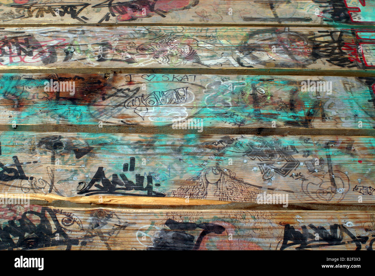 Graffiti on picnic table Macdonalds Truro Cornwall UK Stock Photo - Alamy