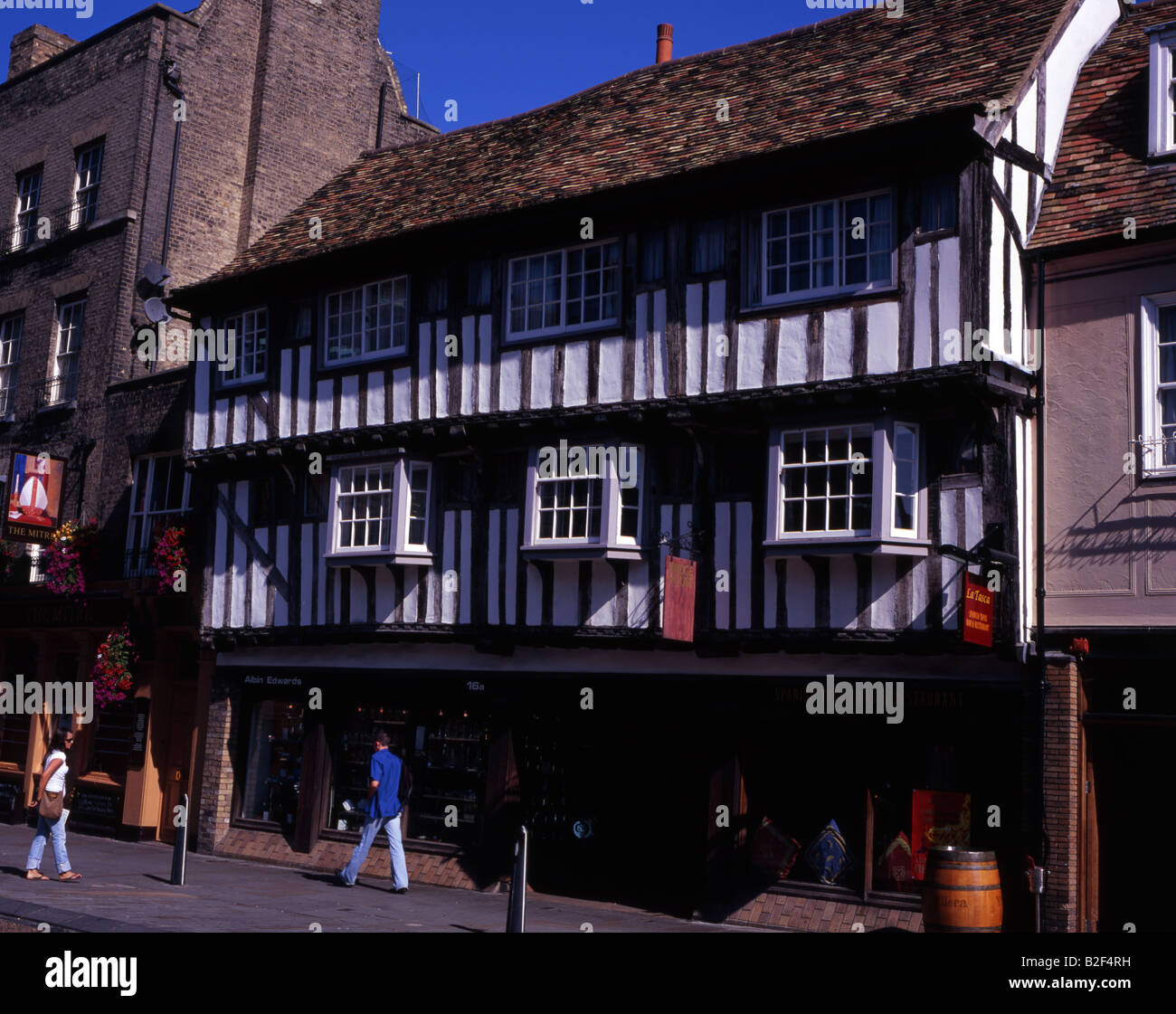 Bridge Street Cambridge with Tudor style black and white timber framed ...