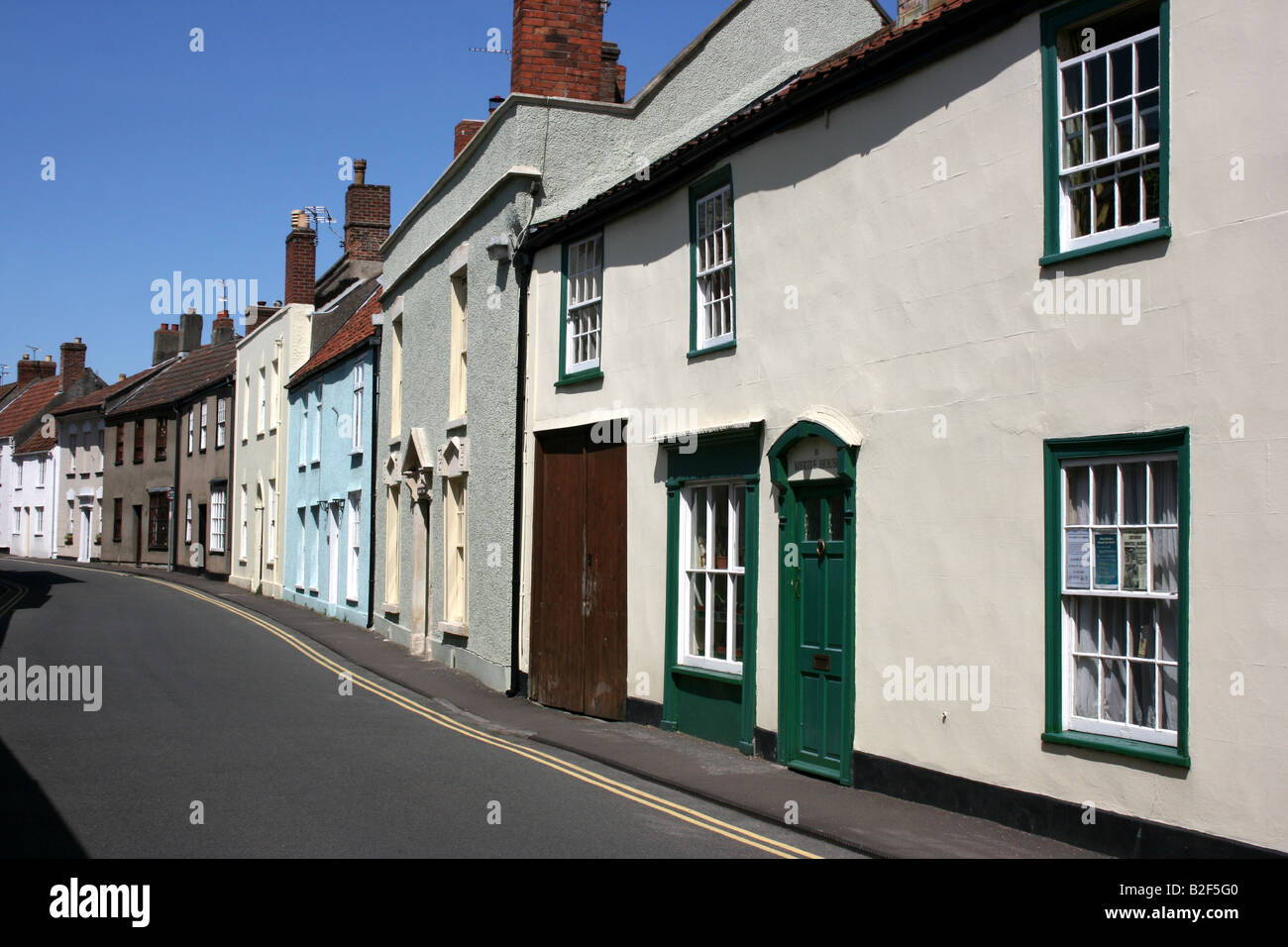 empty street in the pretty village of Axbridge, Somerset, England Stock ...