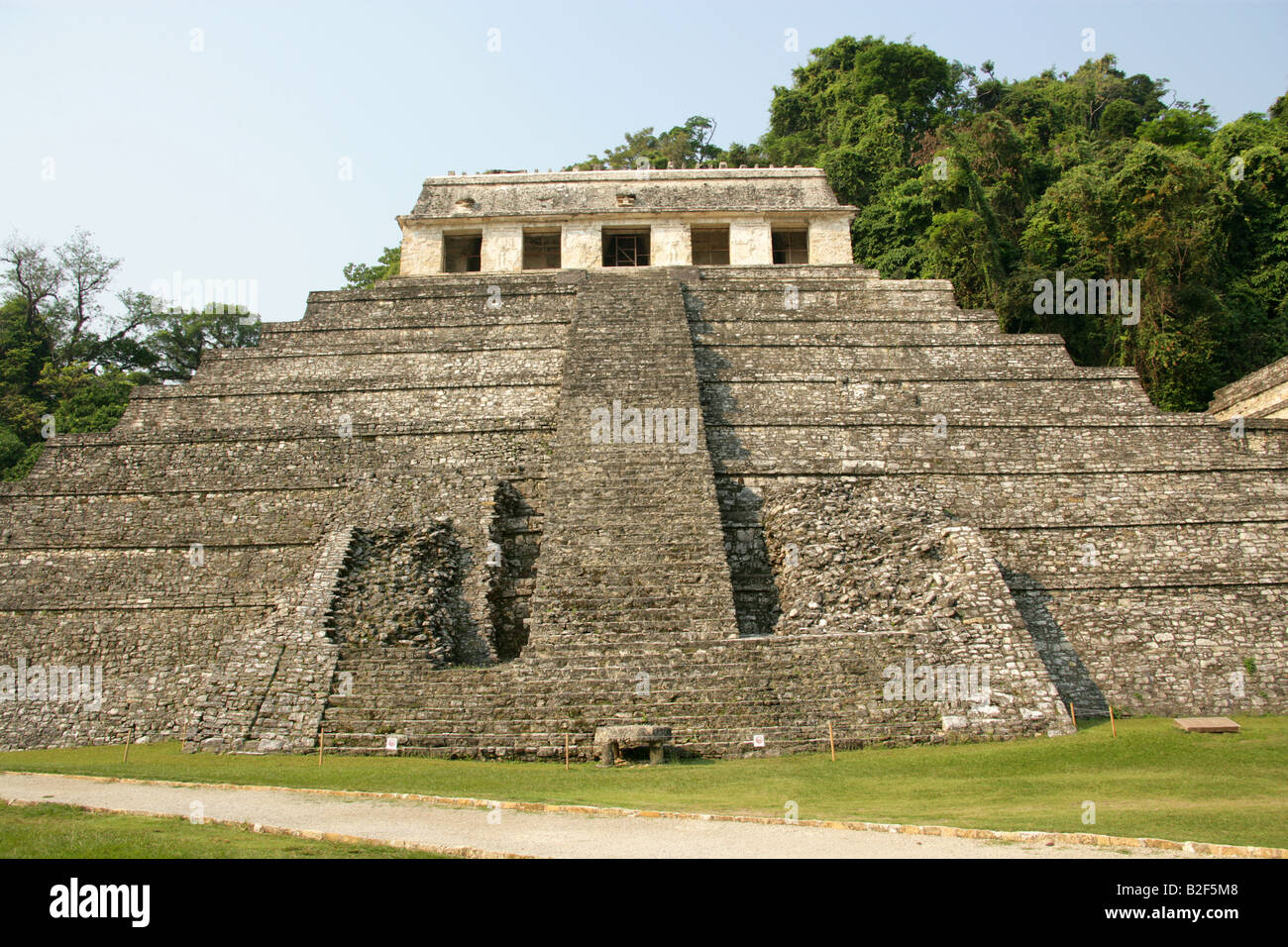 Temple of Inscriptions from the Palace, Palenque Archeological Site ...