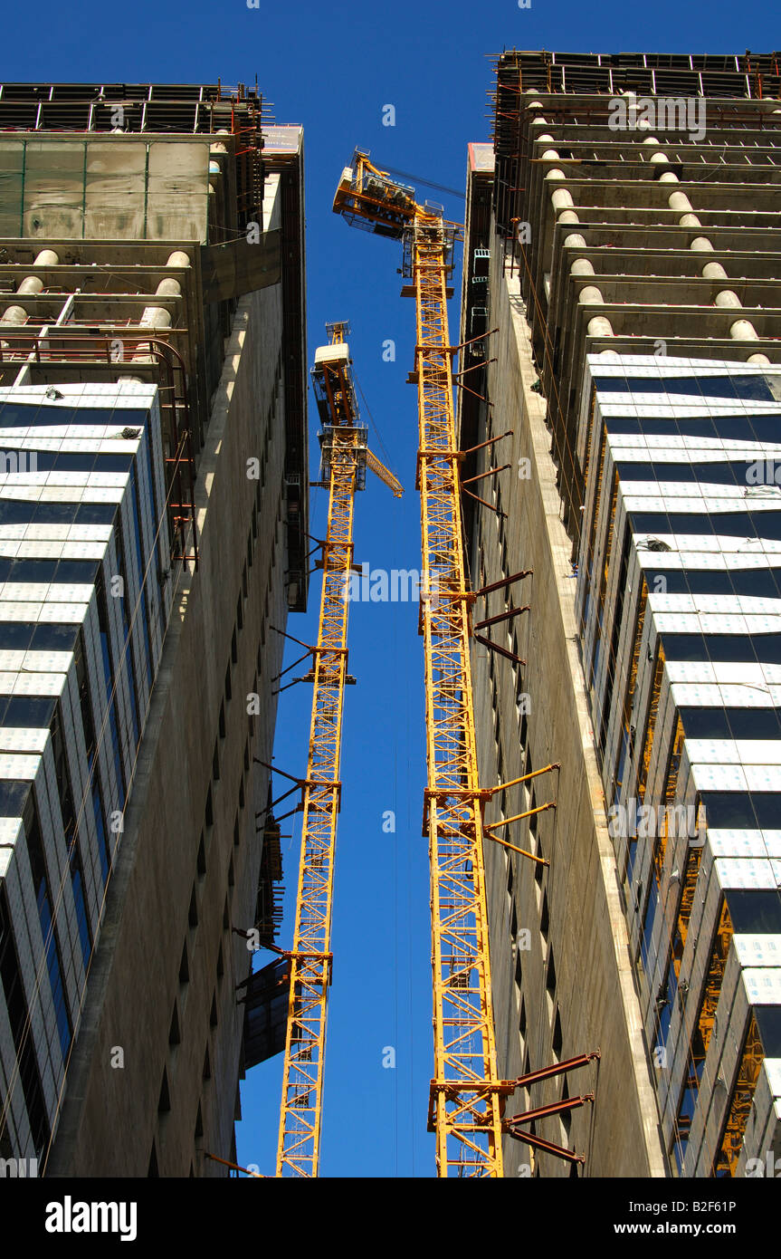 Construction site of the Acico Twin Towers in Sheikh Zayed Road, Dubai ...