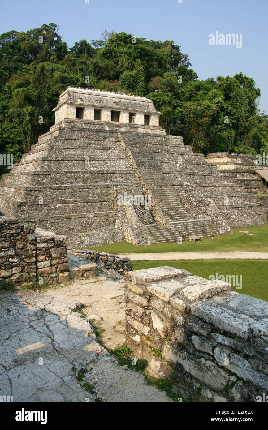 Temple of Inscriptions from the Palace, Palenque Archaeological Site ...