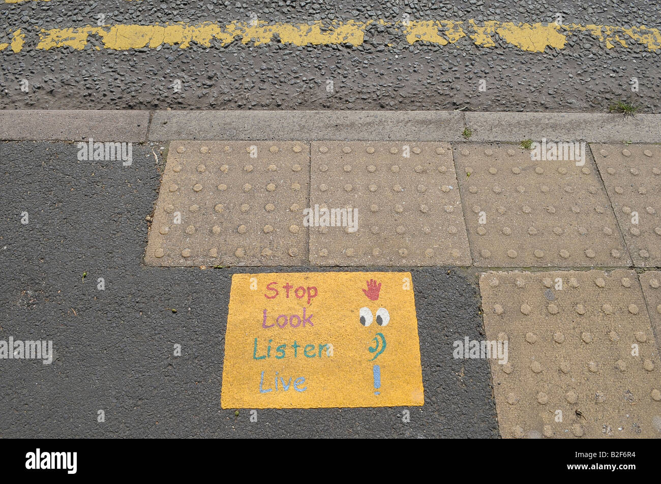 stop look listen live road safety children crossing danger busy traffic ...