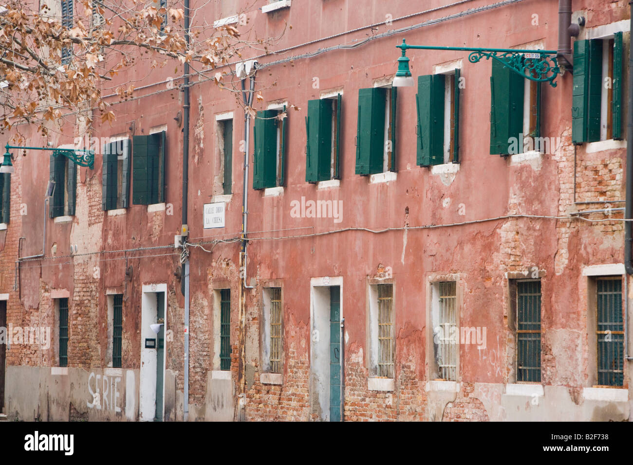Red and green building Venice Italy Stock Photo - Alamy