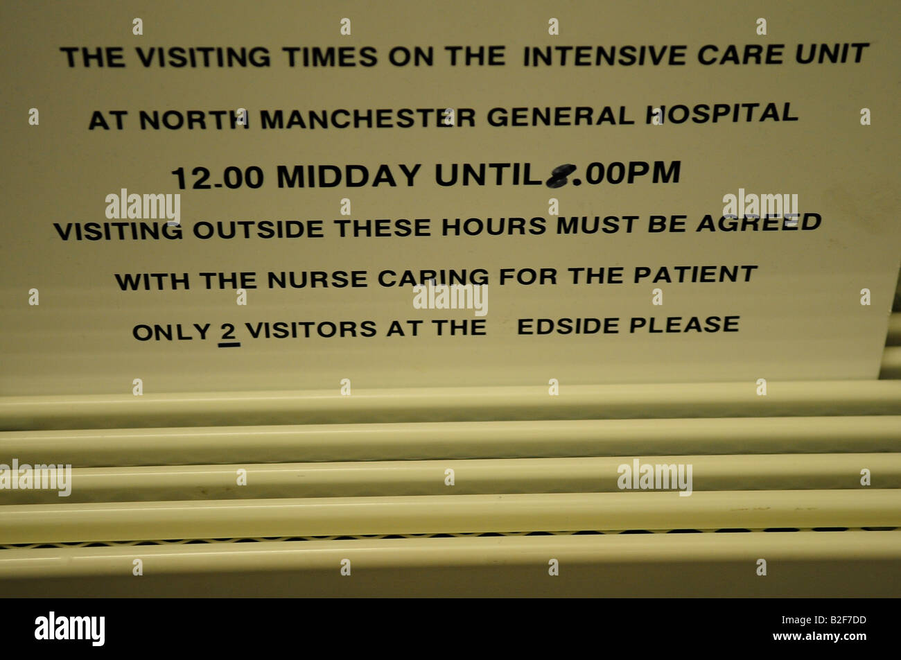 visiting times intensive care unit sign wall detail hospital nhs north ...