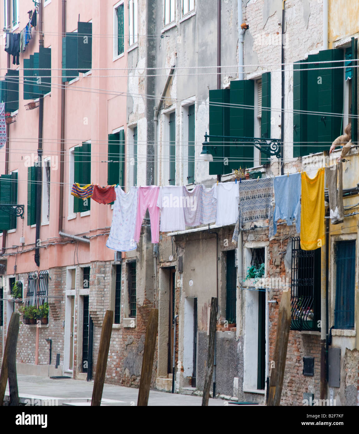 Washing on lines and homes Venice Italy Stock Photo - Alamy