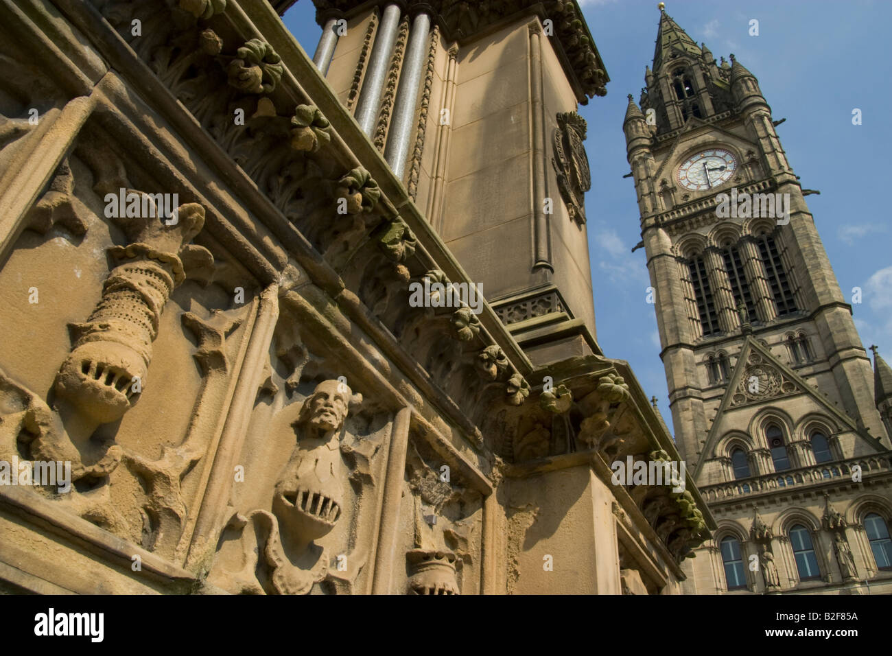 Albert Square, Manchester Showing Albert Memorial and the Town Hall ...