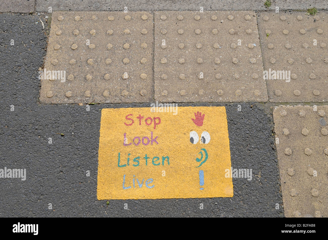 stop look listen live road safety children crossing danger busy traffic ...