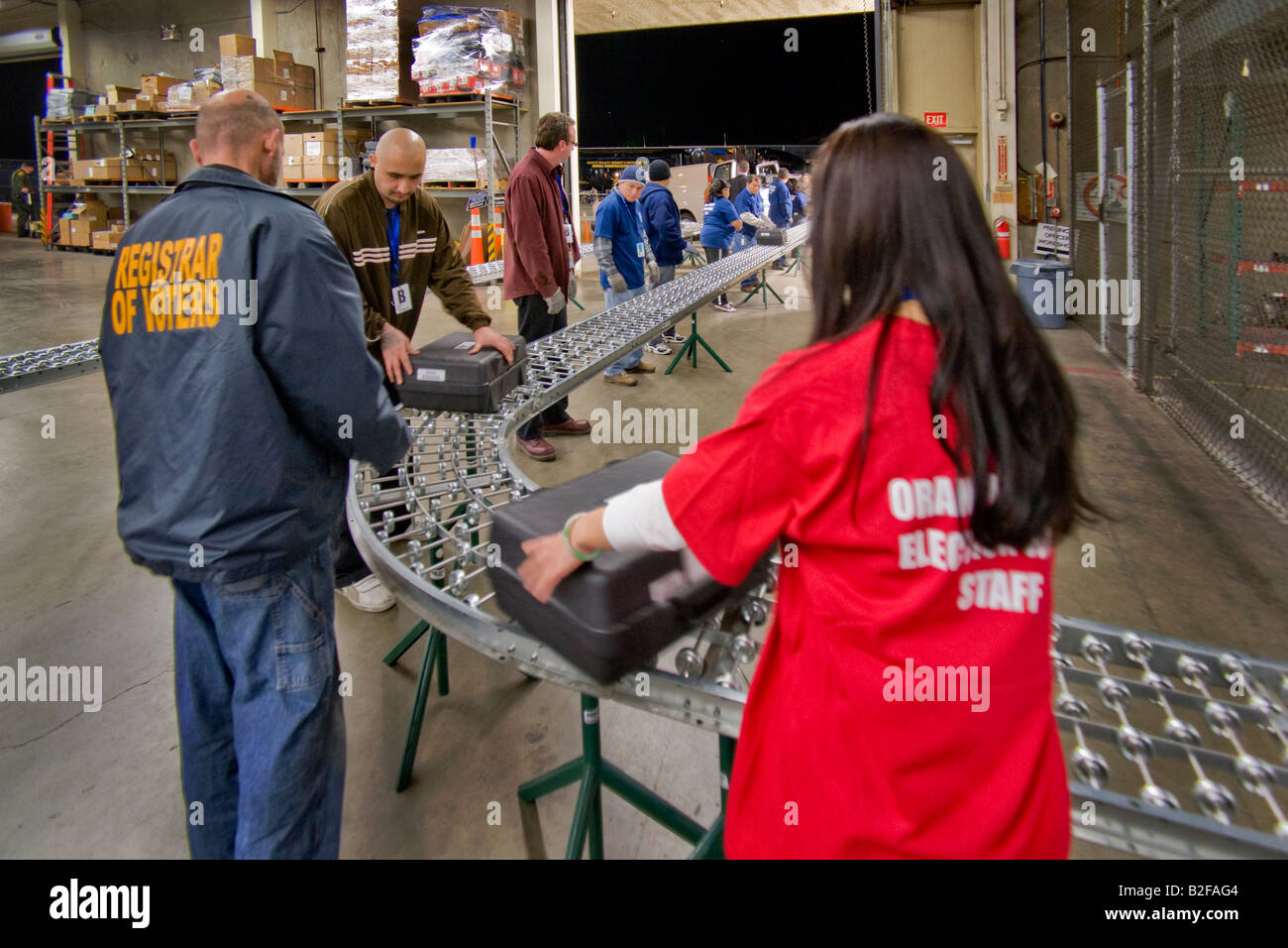 On election night a mobile ballot box from electronic voting machine ...