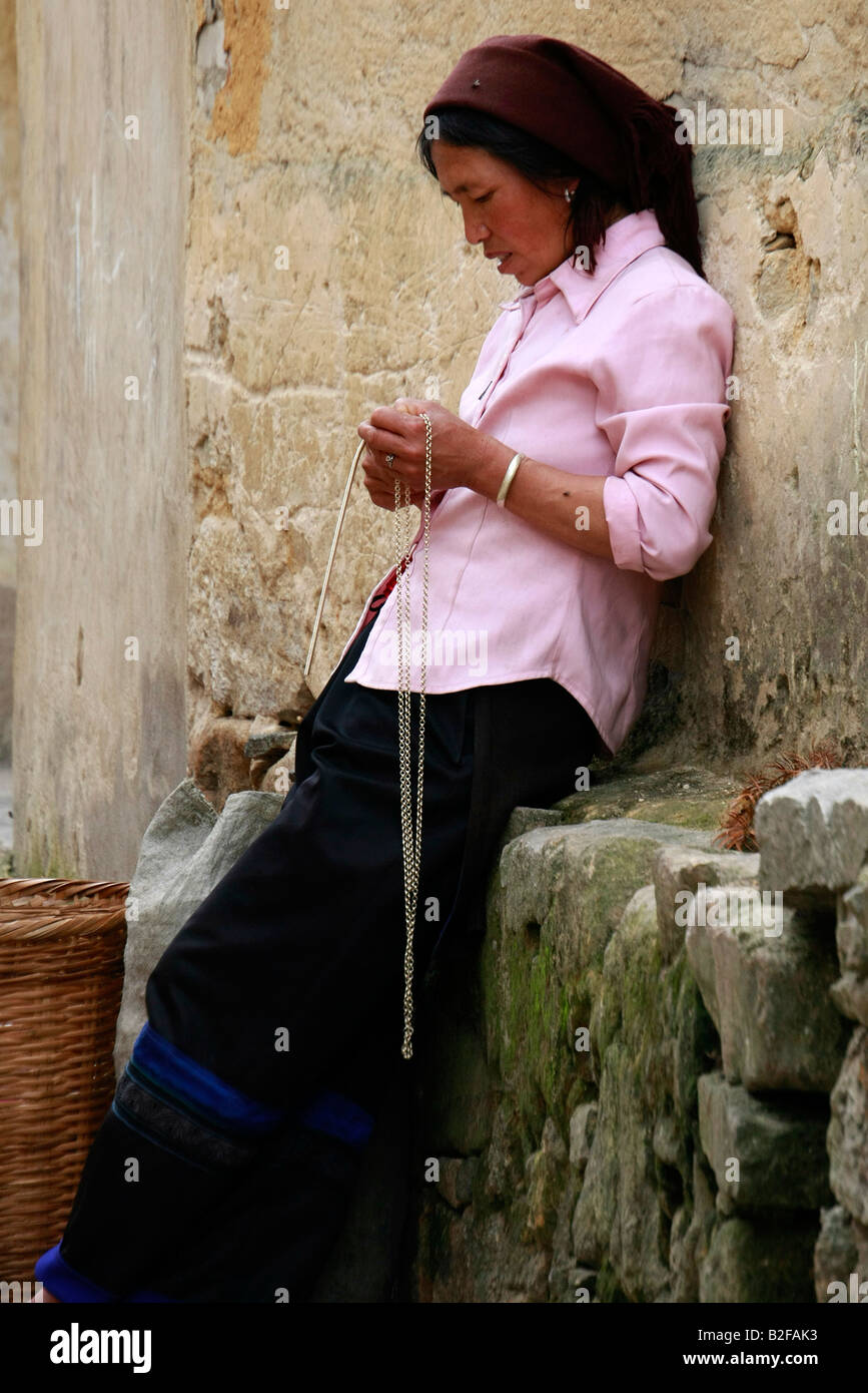 Hani woman at the village of Qingkou, near Yuanyang, Yunnan, China ...
