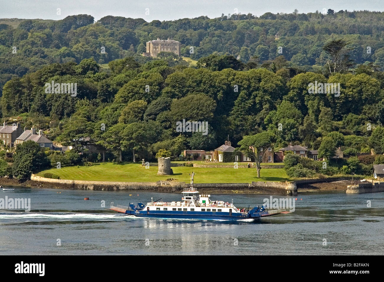 Strangford Portaferry Ferry as it passes Castle Ward House and ...