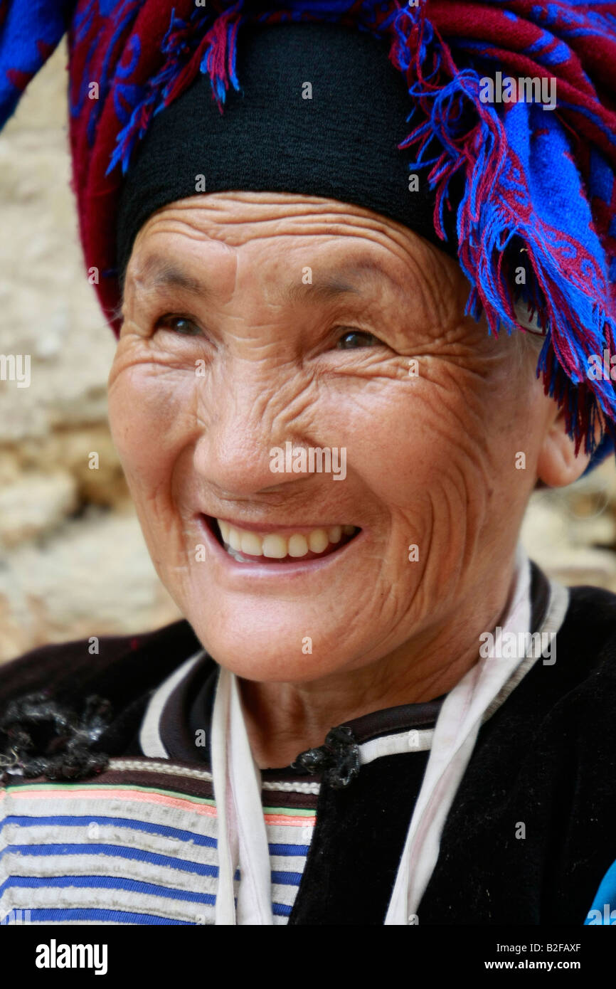 Hani woman at the village of Qingkou, near Yuanyang, Yunnan, China ...