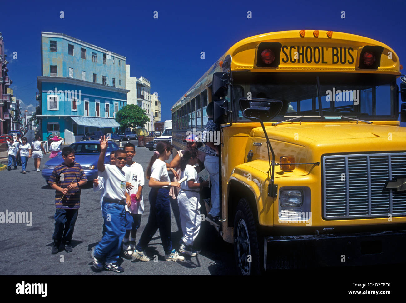 Puerto Rican students, students, schoolboys, schoolchildren, yellow ...