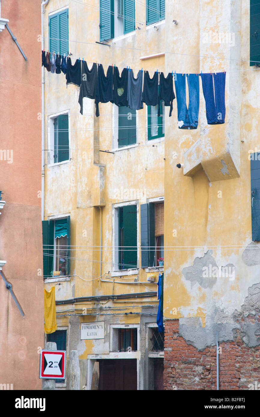 Washing on lines and homes Venice Italy Stock Photo - Alamy