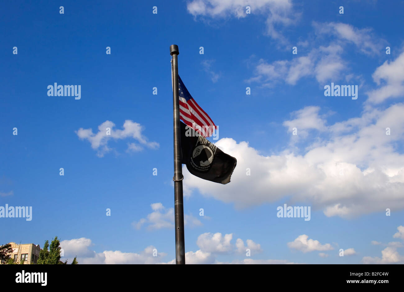 american pow flag blue sky Stock Photo - Alamy