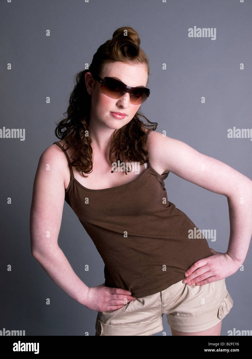 Fashion model with sunglasses Stock Photo - Alamy