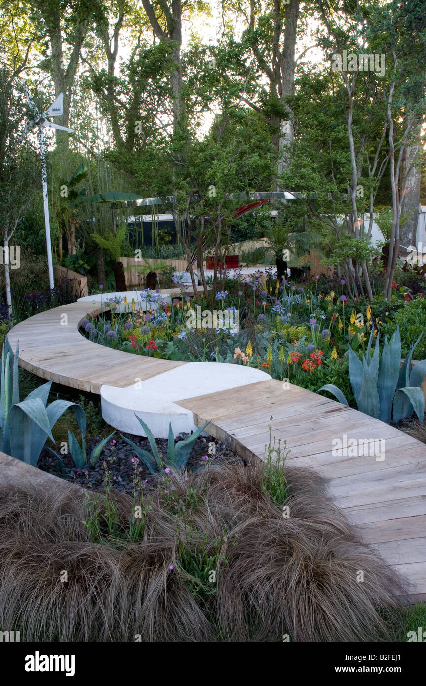 Pathway through flowering plants and textures Stock Photo - Alamy