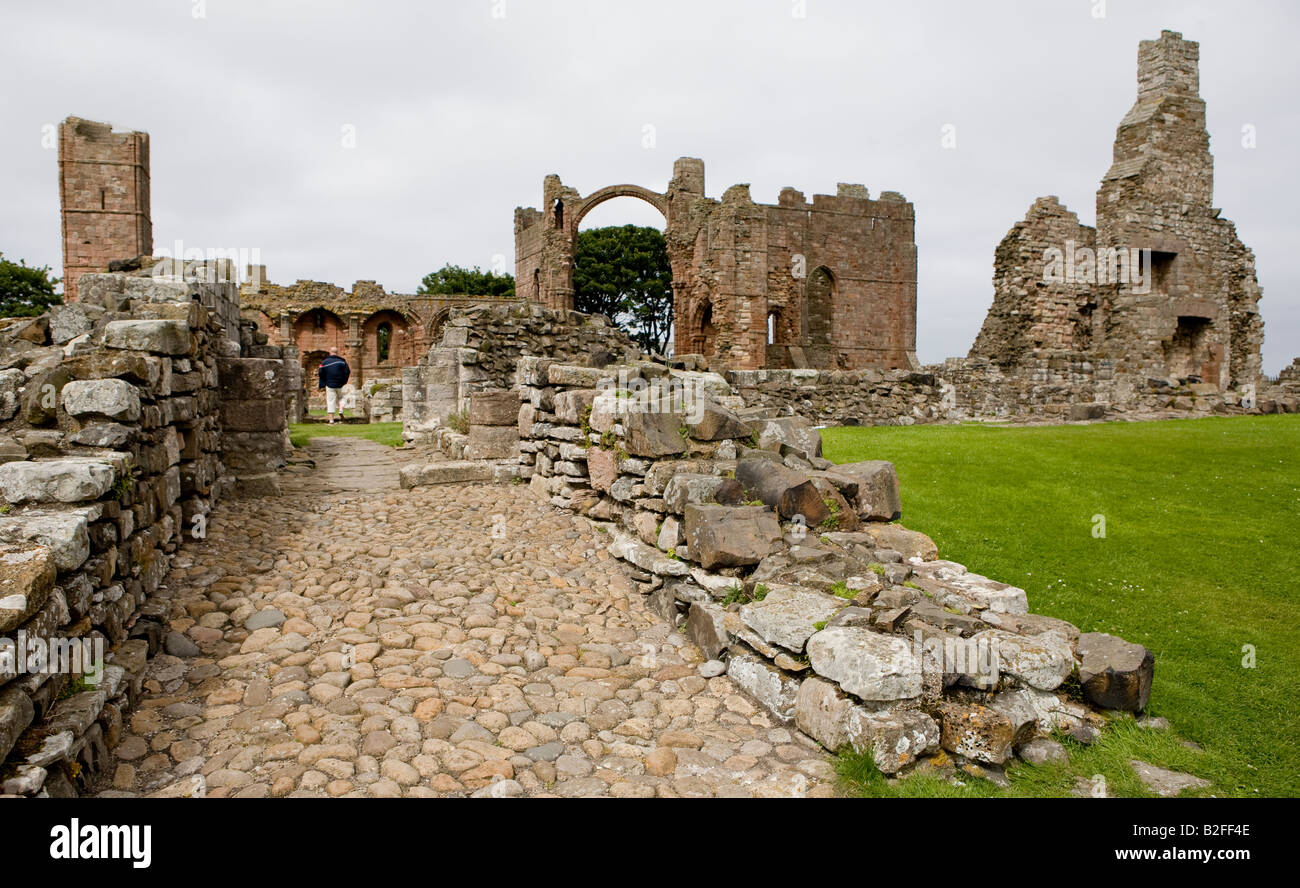 The Ruins Of Lindisfarne Priory Holy Island Northumberland UK Stock ...