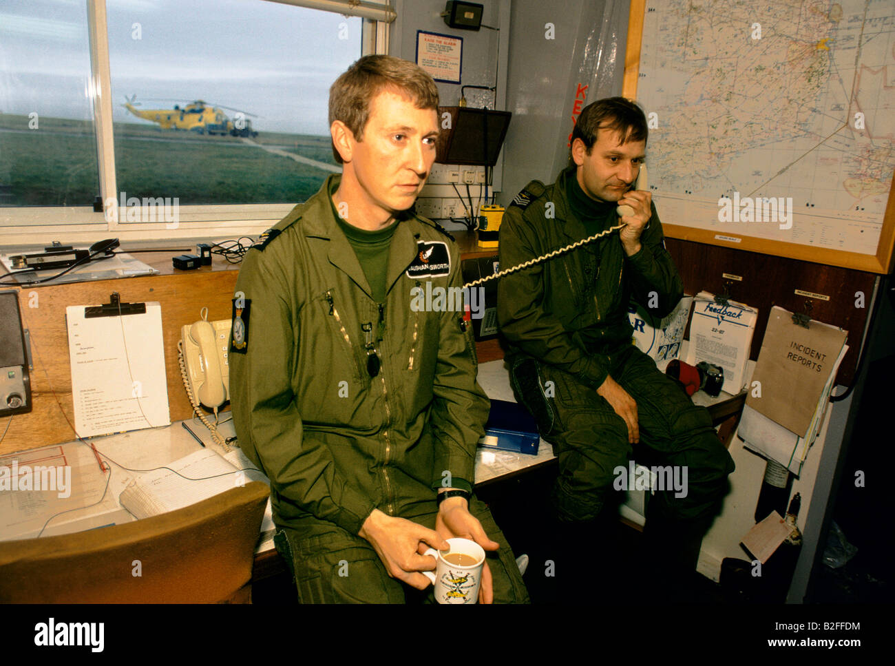 air sea rescue workers await orders in navigation office Stock Photo ...