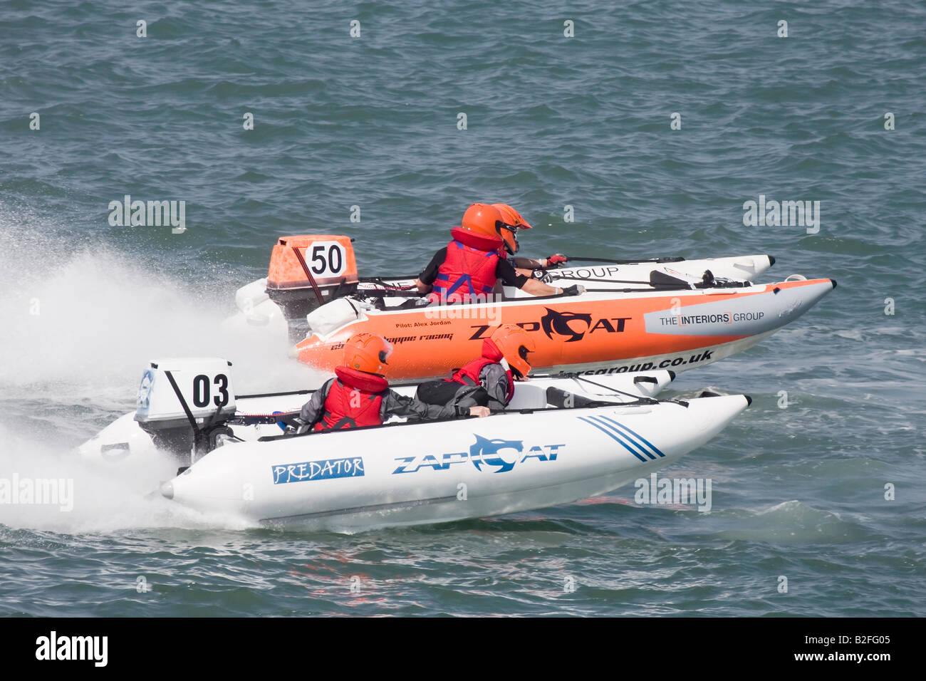 A pair of racing ZapCat inflateable catamaran powerboats Stock Photo ...