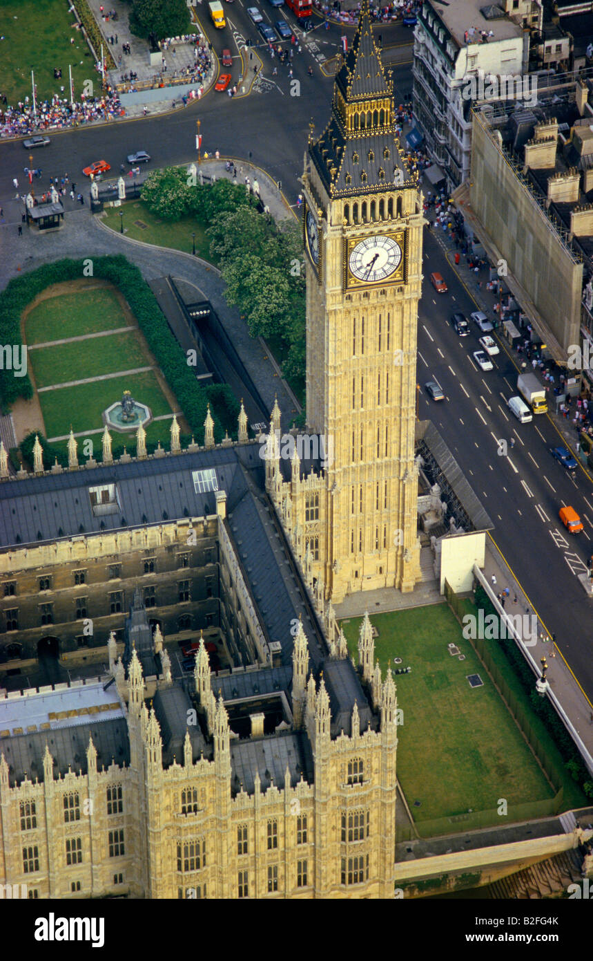 aerial view of "Big Ben" and the "Houses of Parliament" London Stock ...