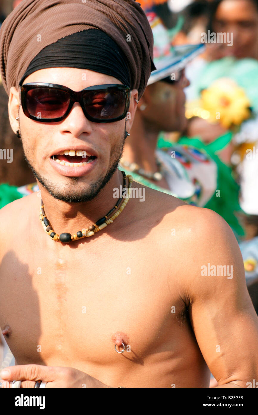 One slim young tan teen man in costume at street, Rotterdam Summer ...