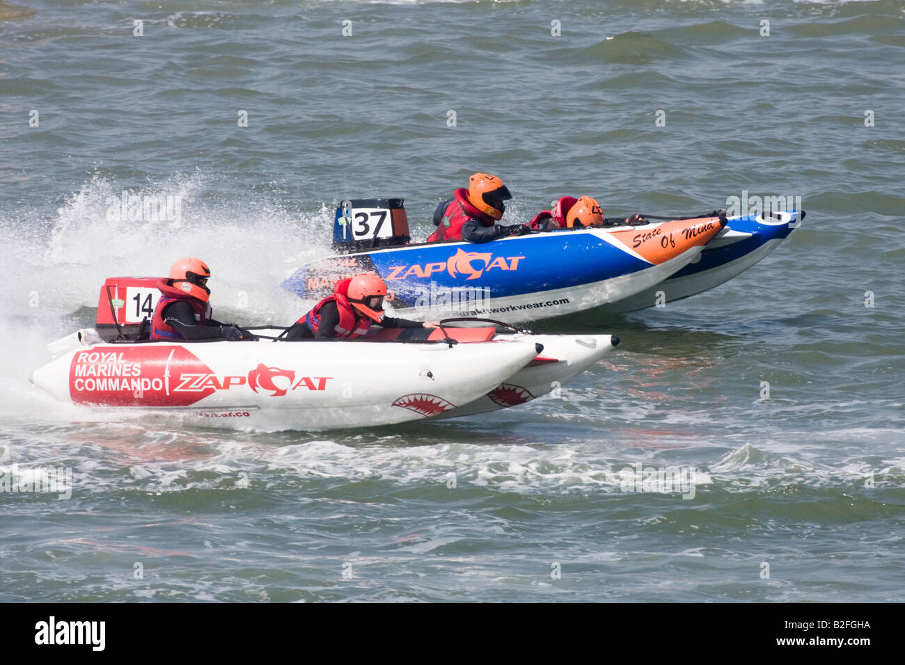 A pair of racing ZapCat inflateable catamaran speedboats Stock Photo ...