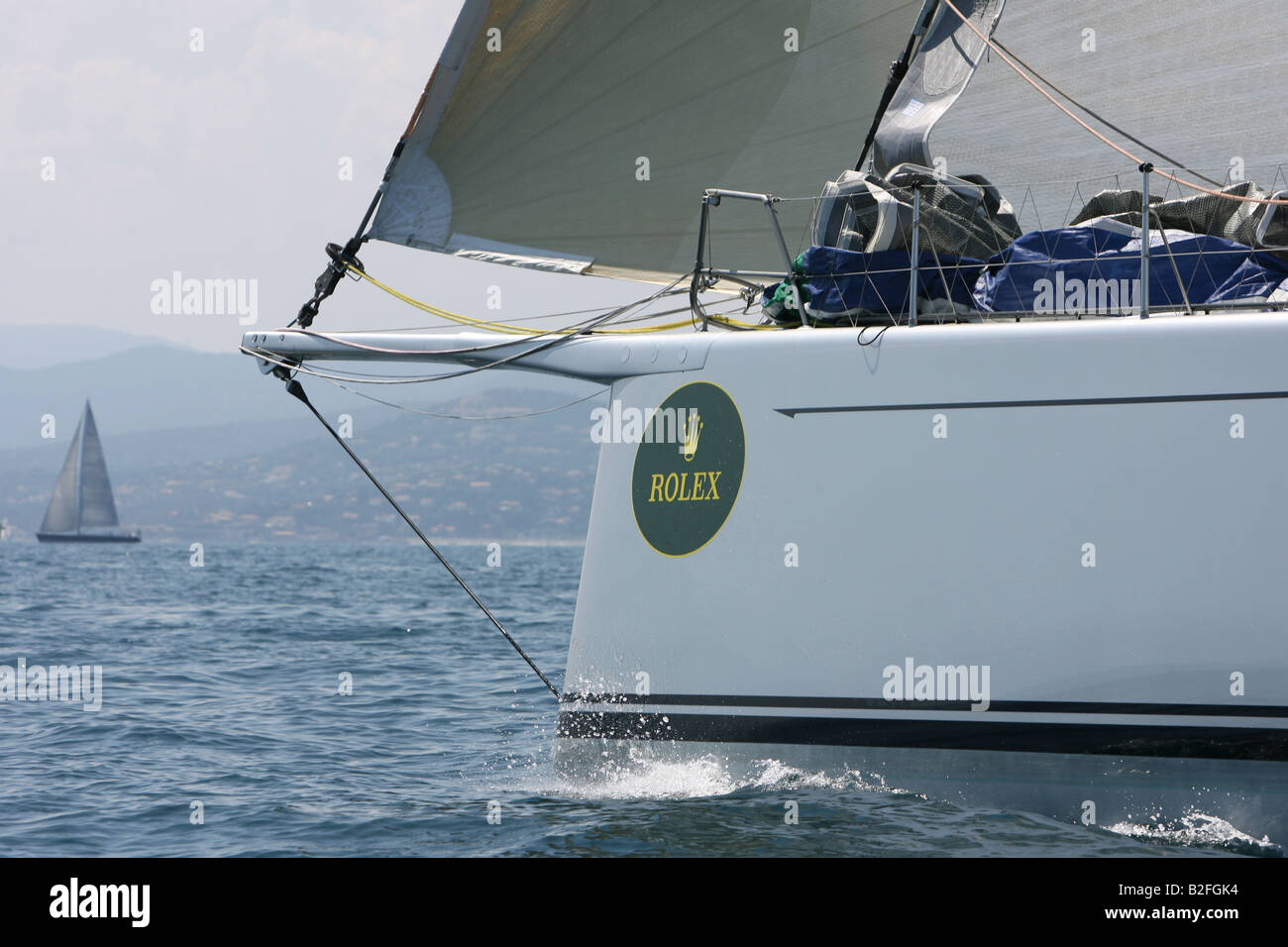 The bow of a racing yacht in action Stock Photo - Alamy