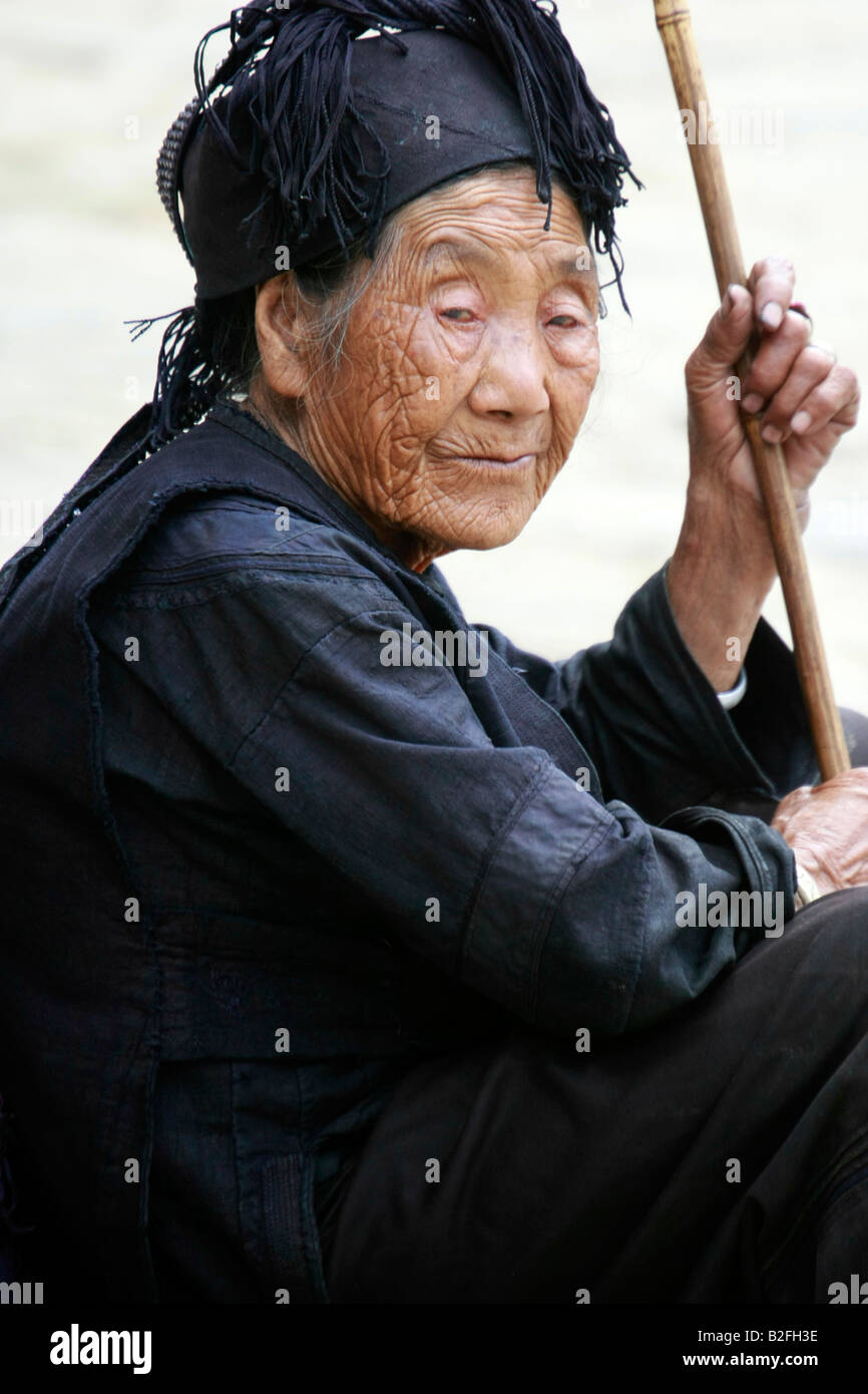 Hani woman at the village of Qingkou, near Yuanyang, Yunnan, China ...