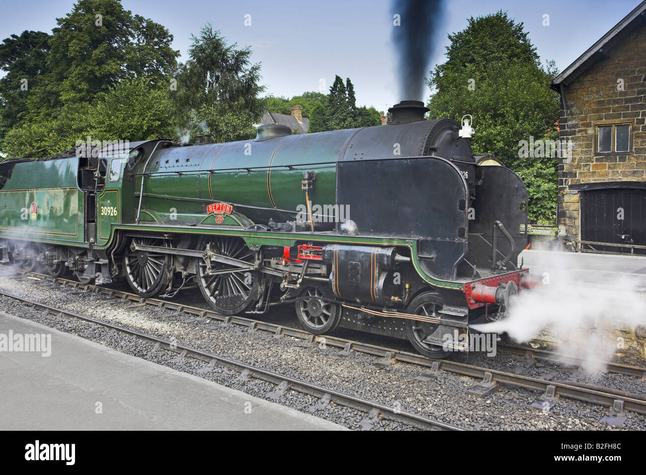 Schools class '926' Repton steam locomotive, at Grosmont Station on the ...