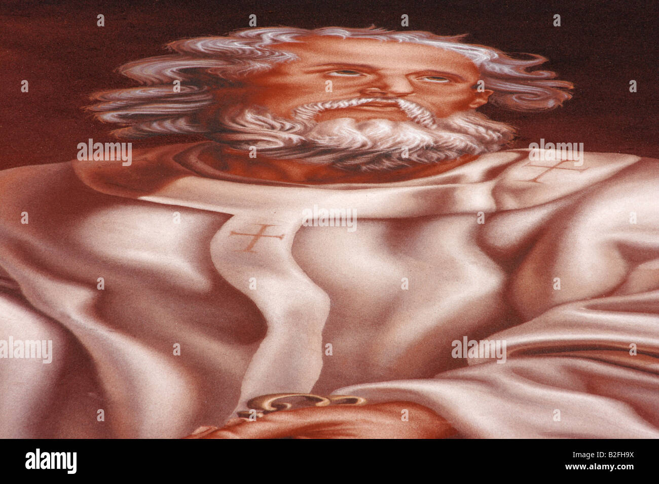 Portrait of saint Peter created from natural coloured earth as part of ...