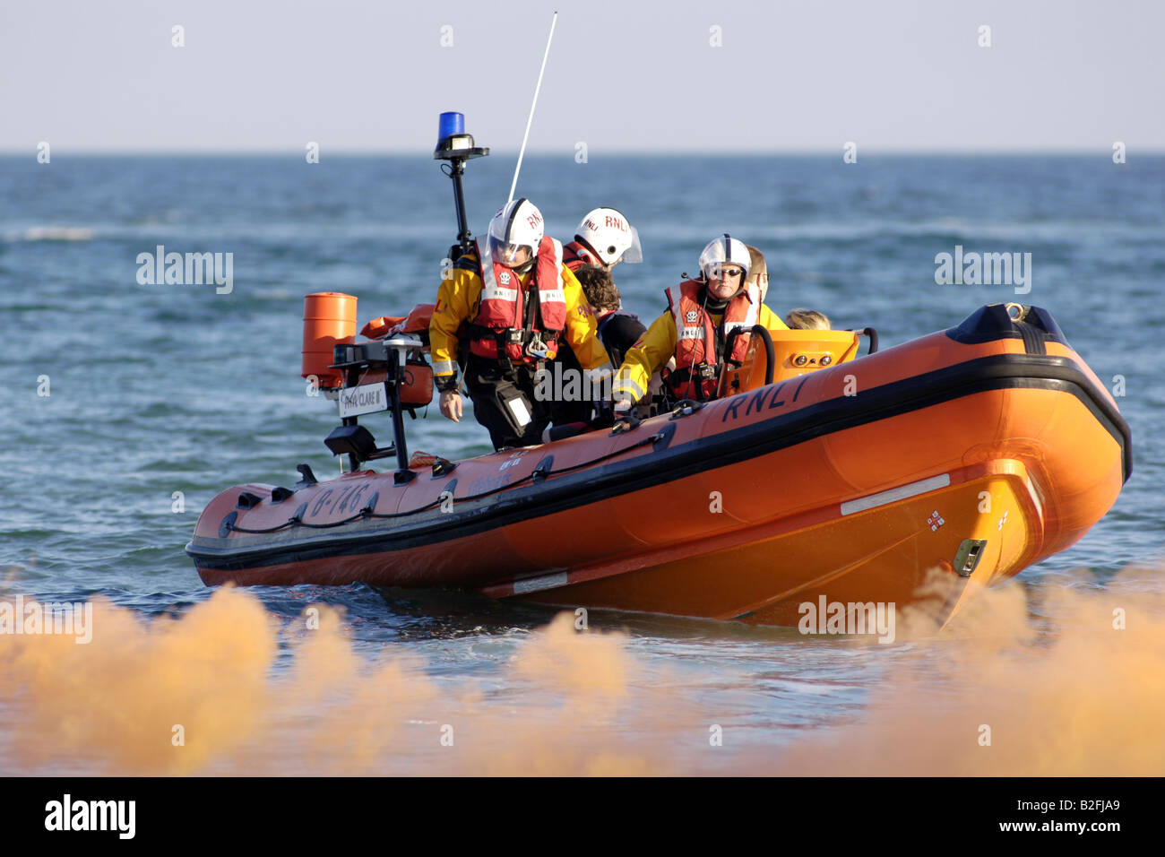 An RNLI inflatable RIB inshore lifeboat used for local water rescues in ...