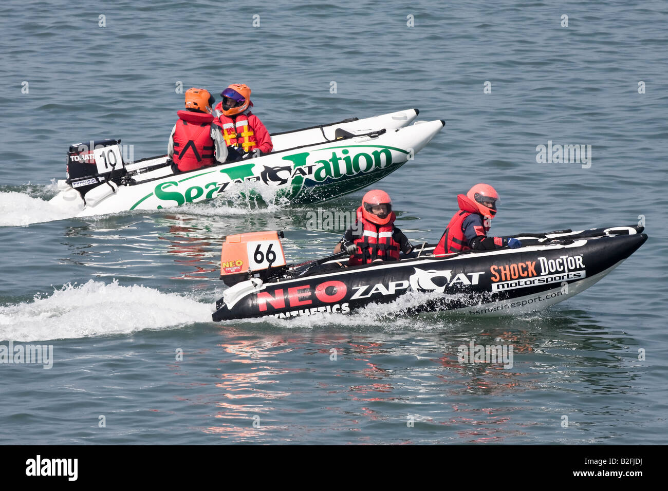A pair of racing ZapCat inflateable catamaran speedboats Stock Photo ...