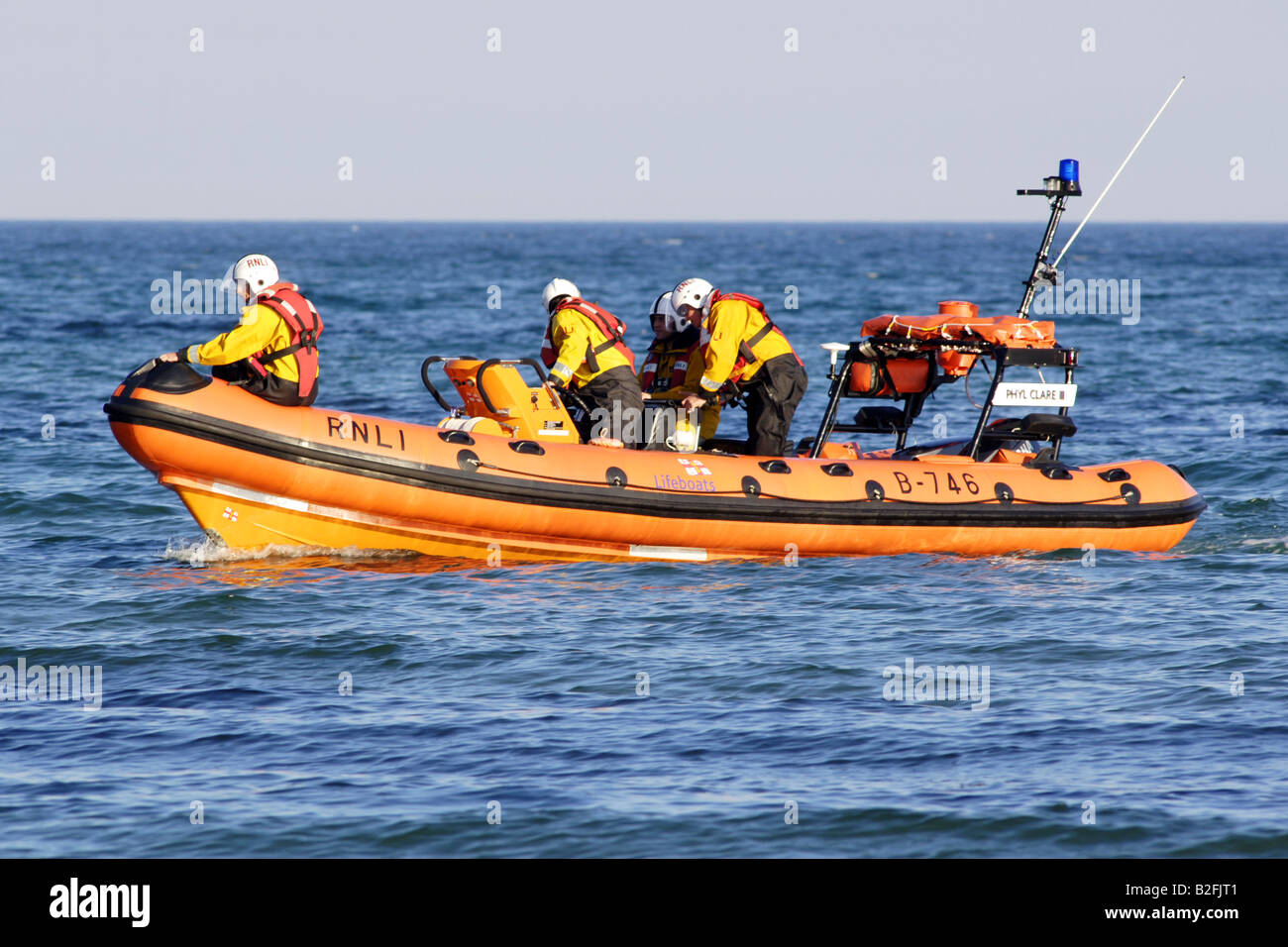 An RNLI inflatable RIB inshore lifeboat used for local water rescues in ...