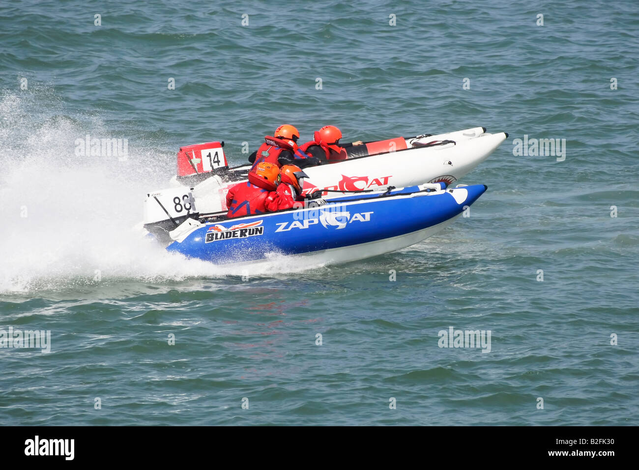 A pair of racing ZapCat inflateable catamaran speedboats Stock Photo ...