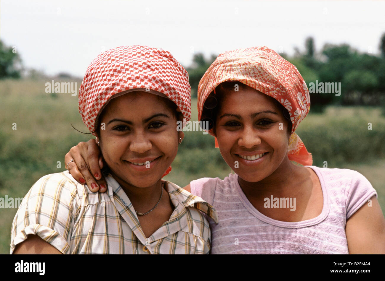 Portrait of two young women, Cuba Stock Photo - Alamy